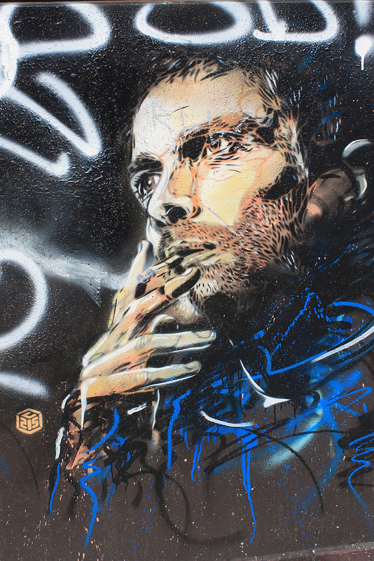 Auto-portrait de Jon Cartwright par C215 - Quai d'Austerlitz